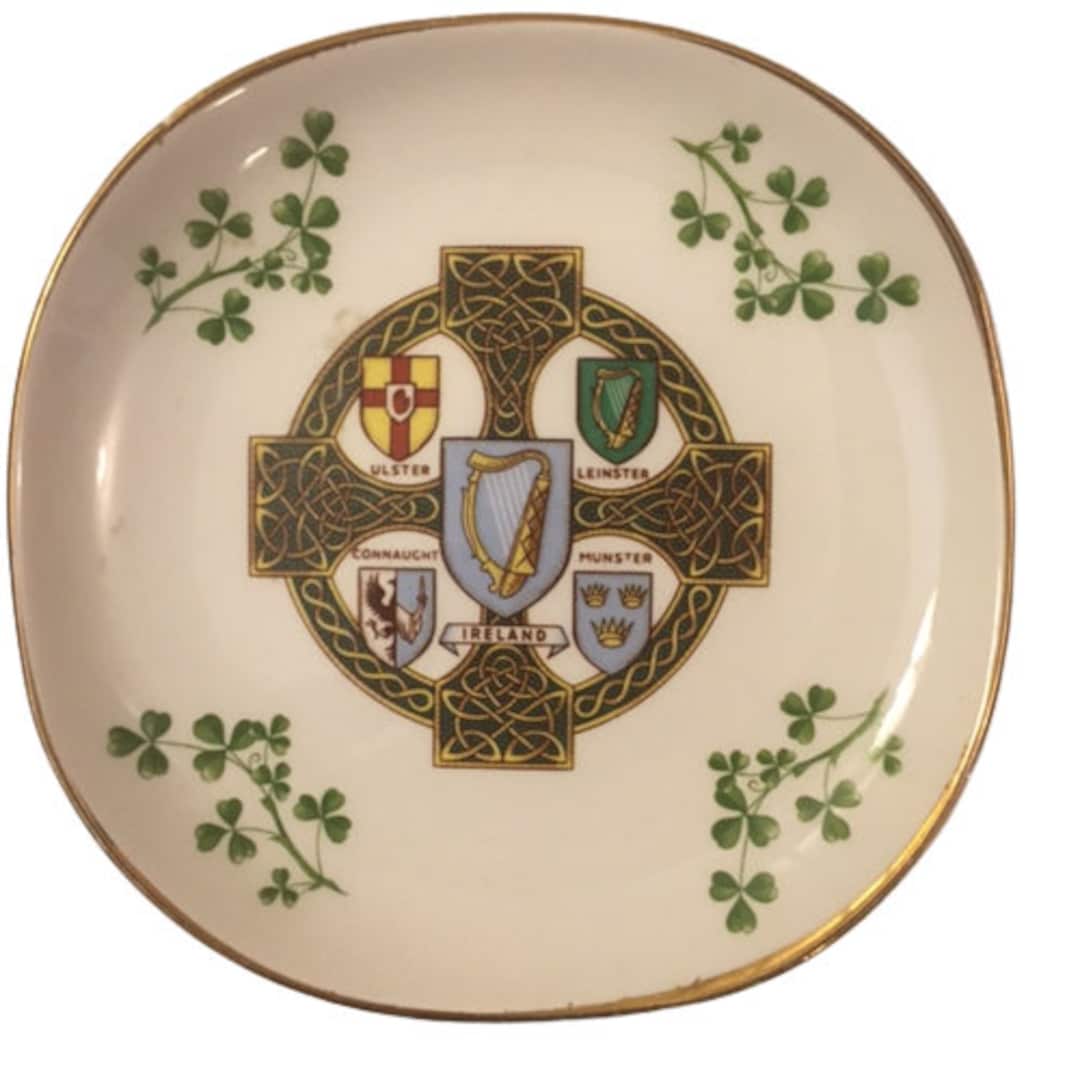Arklow Ireland Coat of Arms Dish Ashtray Trinket Shamrocks Celtic Knots ...