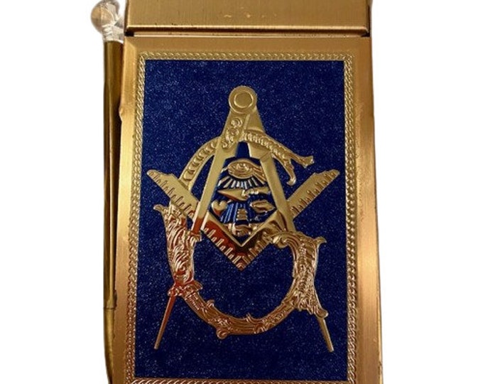 Masonic Order of Eastern Star Desk Notepad Gold Tone Metal Hinged Lid ...