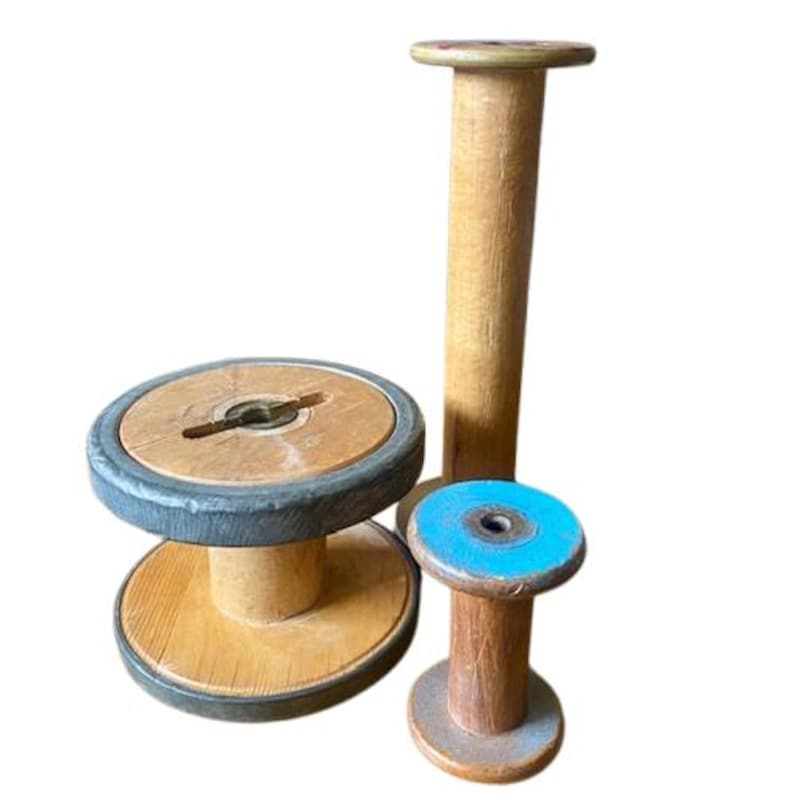 Wooden Bobbin Spools Set of Three Ready to Repurpose Vintage 1920s ...