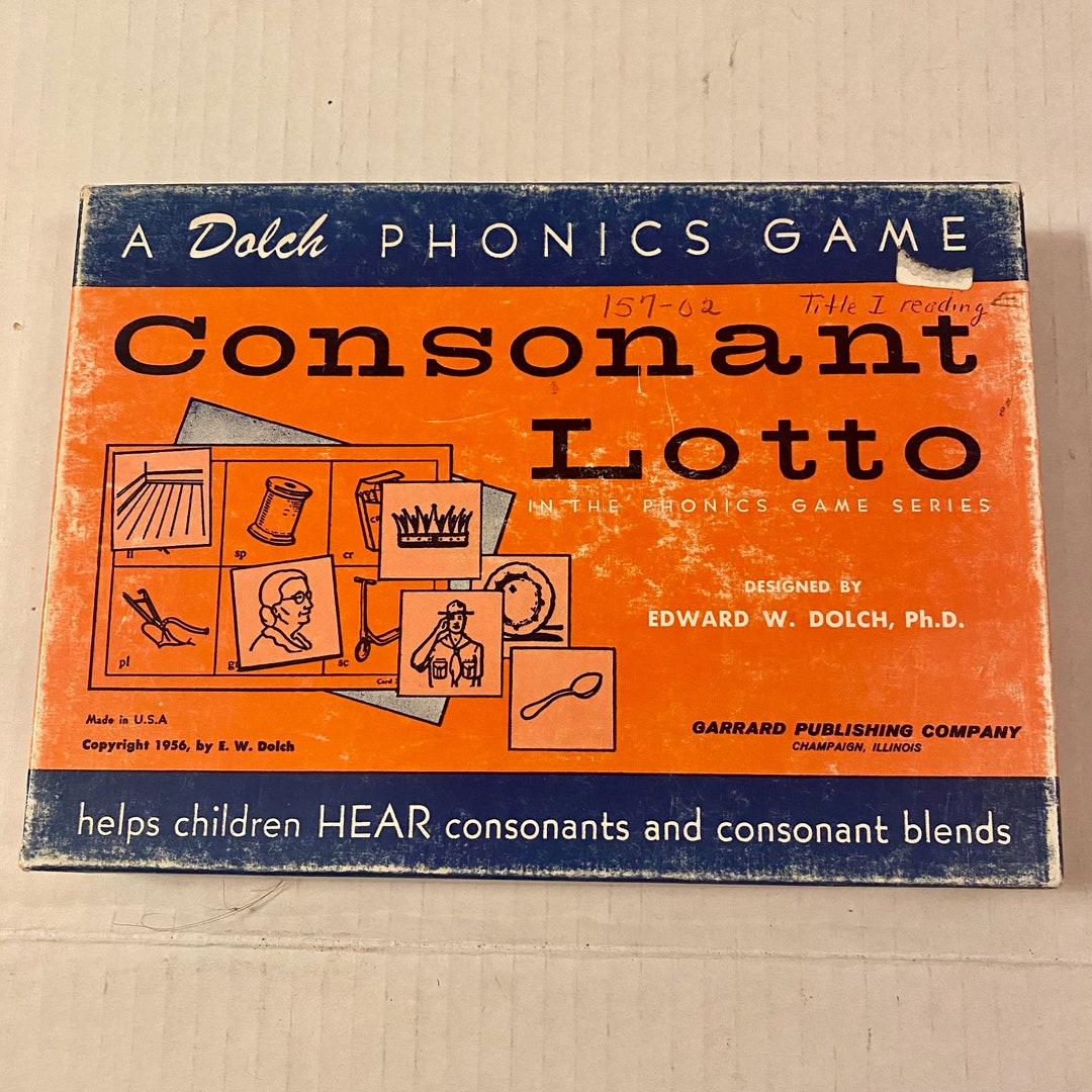 Consonant Lotto Game Vintage 1956 Dolch Phonics Learning Game Ephemera ...