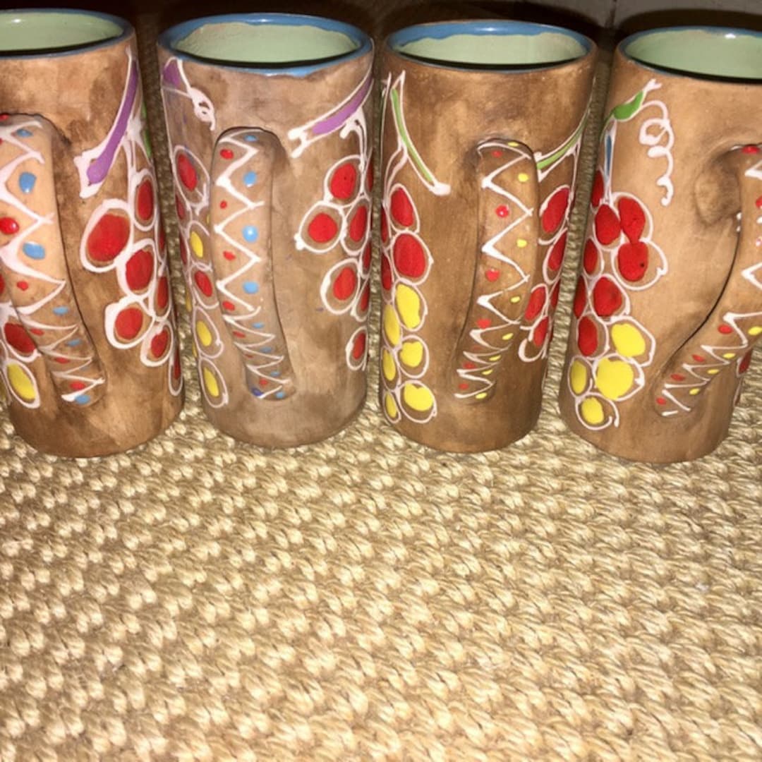 Mugs Marmaca Vintage Italian Art Pottery Tall Mugs Set of Four Mid ...