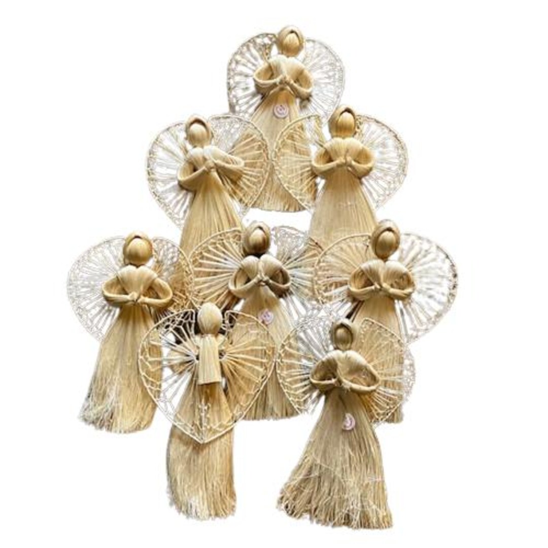 Palm Leaf Angels Set of Eight Christmas Decor Boho Vintage Christmas - Etsy