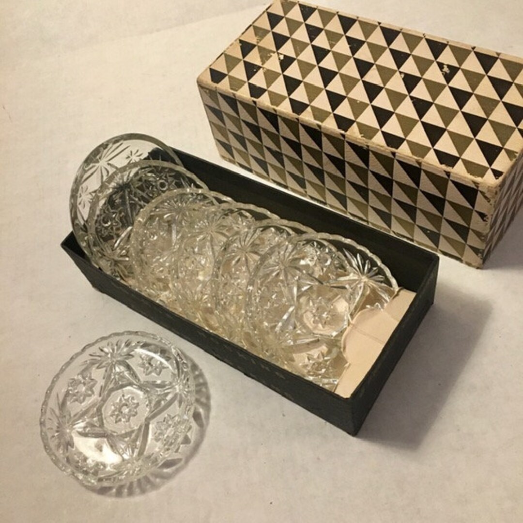 Coaster Set Anchor Hocking Boxed Set Seven Prescut Coasters Vintage ...