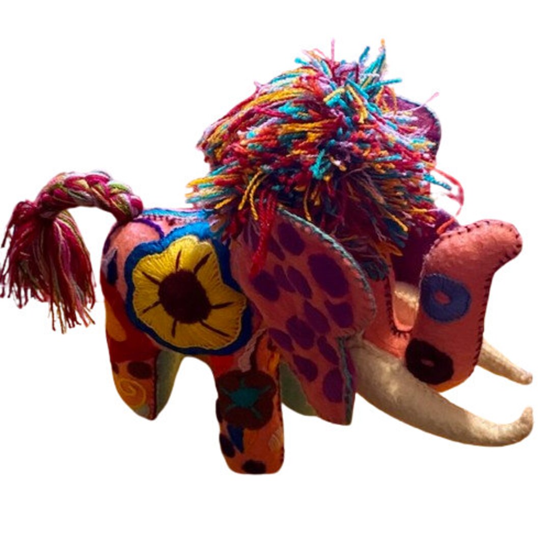 Mexican Folk Art Handmade Elephant Figurine Cloth Covered Embroidered ...