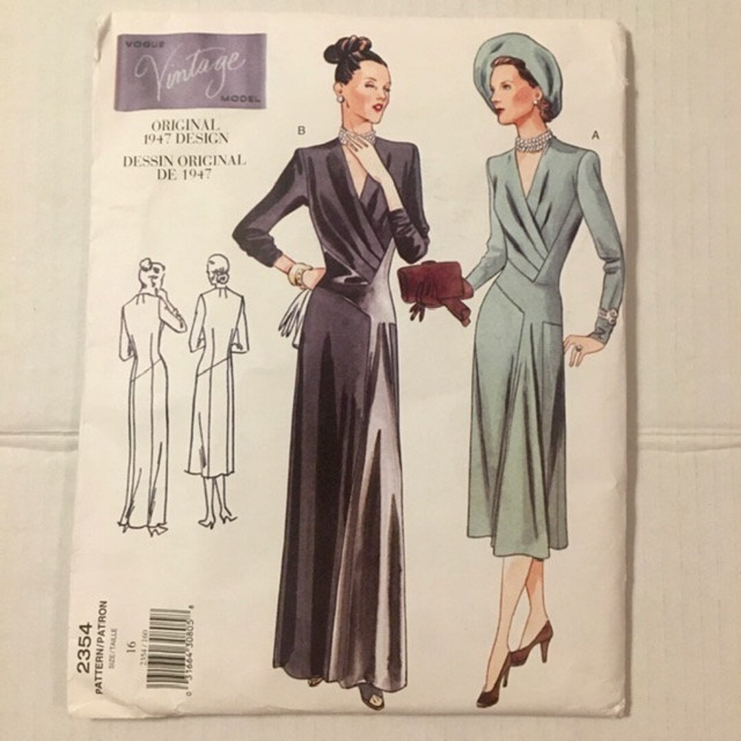 Vogue Vintage Pattern Original 1947 Design Uncut Reproduction Size 16 ...
