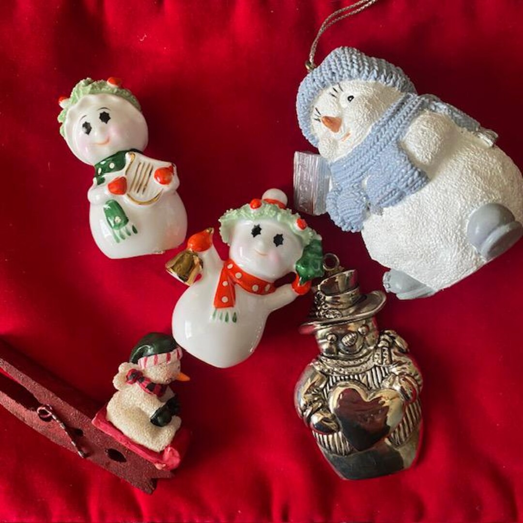 Snowman Collection of Five Napco Mid Century Bone China Gorham Silver ...