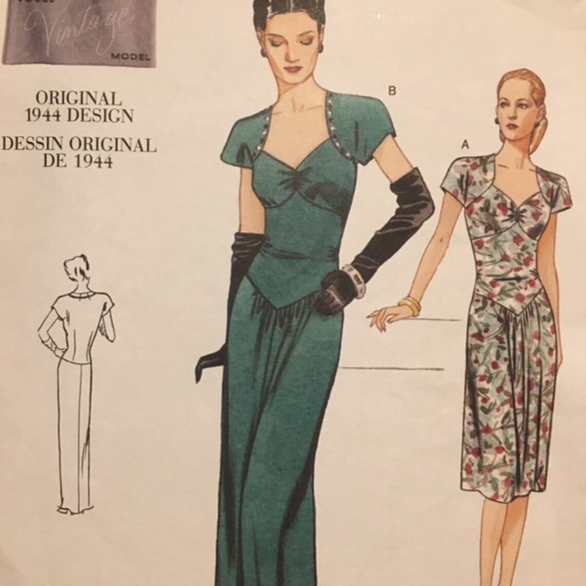 Vogue Vintage Pattern Original 1944 Design Uncut Reproduction - Etsy