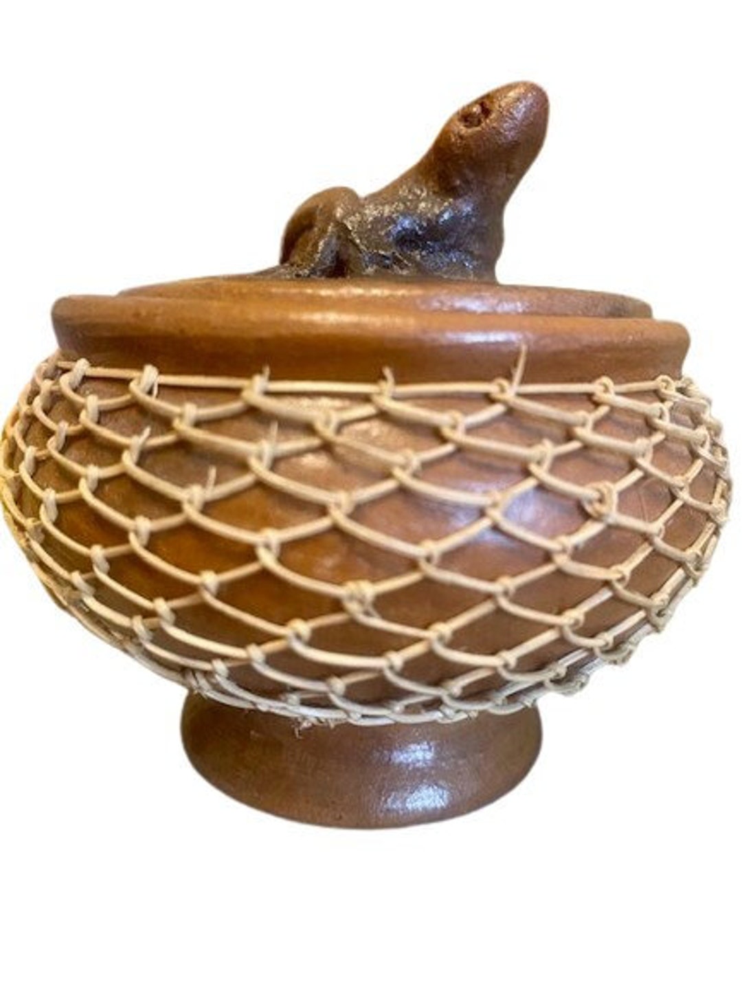 Trinket Dish Terracotta Frog Handmade Ceramic Pottery Woven Trim - Etsy