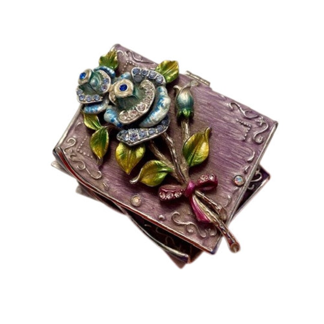 Bijorca Trinket Box Stack of Books and Flowers Enamel Ring Box ...
