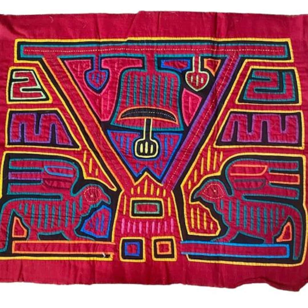 Panama Kuna Folk Art Mola Piece Ready to Frame Colorful Dragons ...