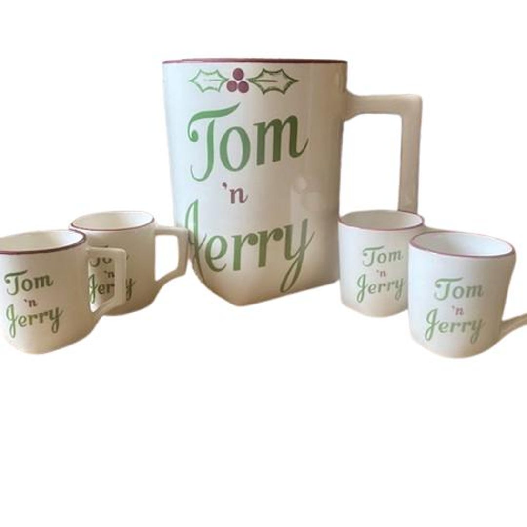 Winfield Ware Tom and Jerry Punch Bowl Set Five Pieces Mid Century ...