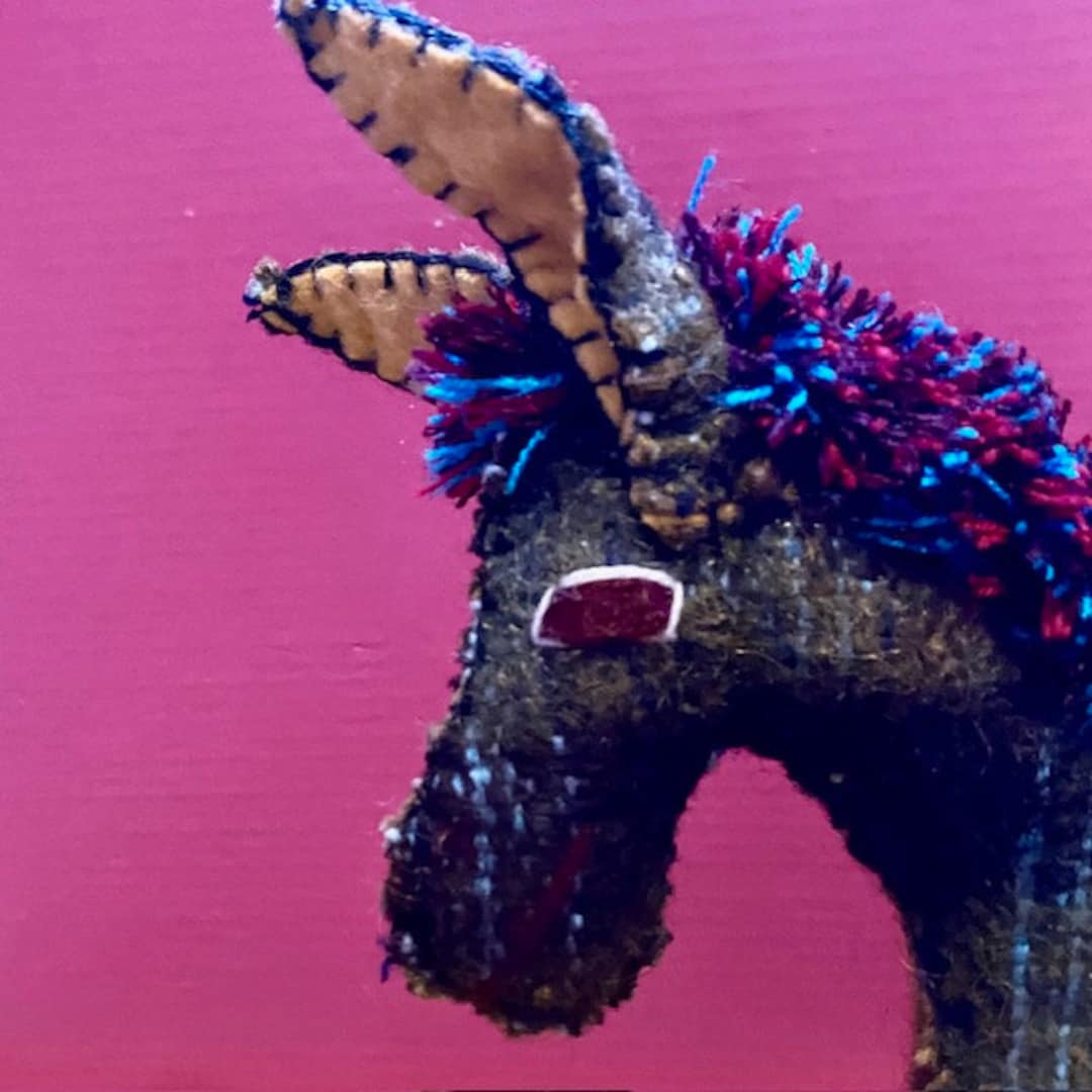 Mexican Folk Art Handmade Burro Donkey Figurine Cloth Covered ...