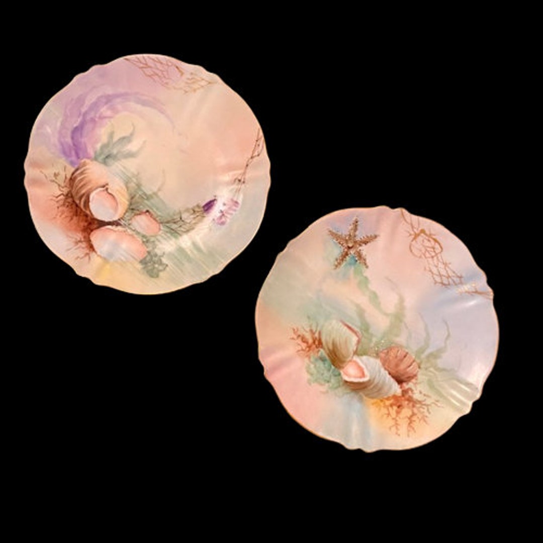 Haviland Limoges Mont Mery Dishes Set of Two Hand Painted Seashells ...