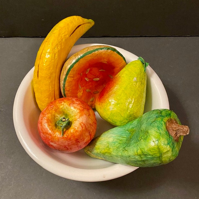 Paper Mache Faux Fruit Five Piece Vintae 80s Mexico - Etsy
