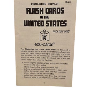 United States Flash Cards Boxed Set Vintage 1975 Edu Cards Game or Art ...