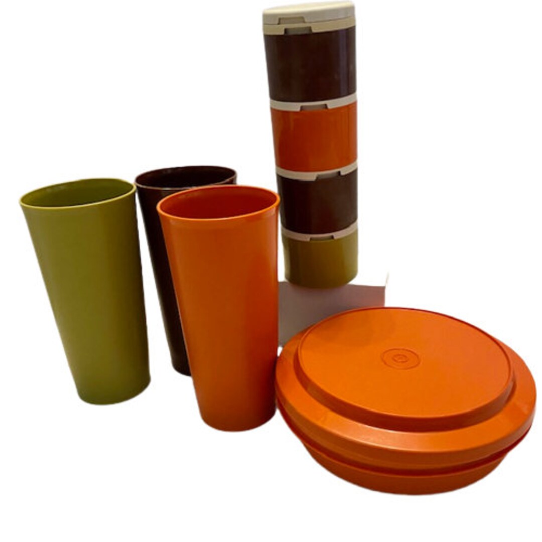 Tupperware Vintage Lot 1970s Harvest Colors Tumblers Seal and Serve ...