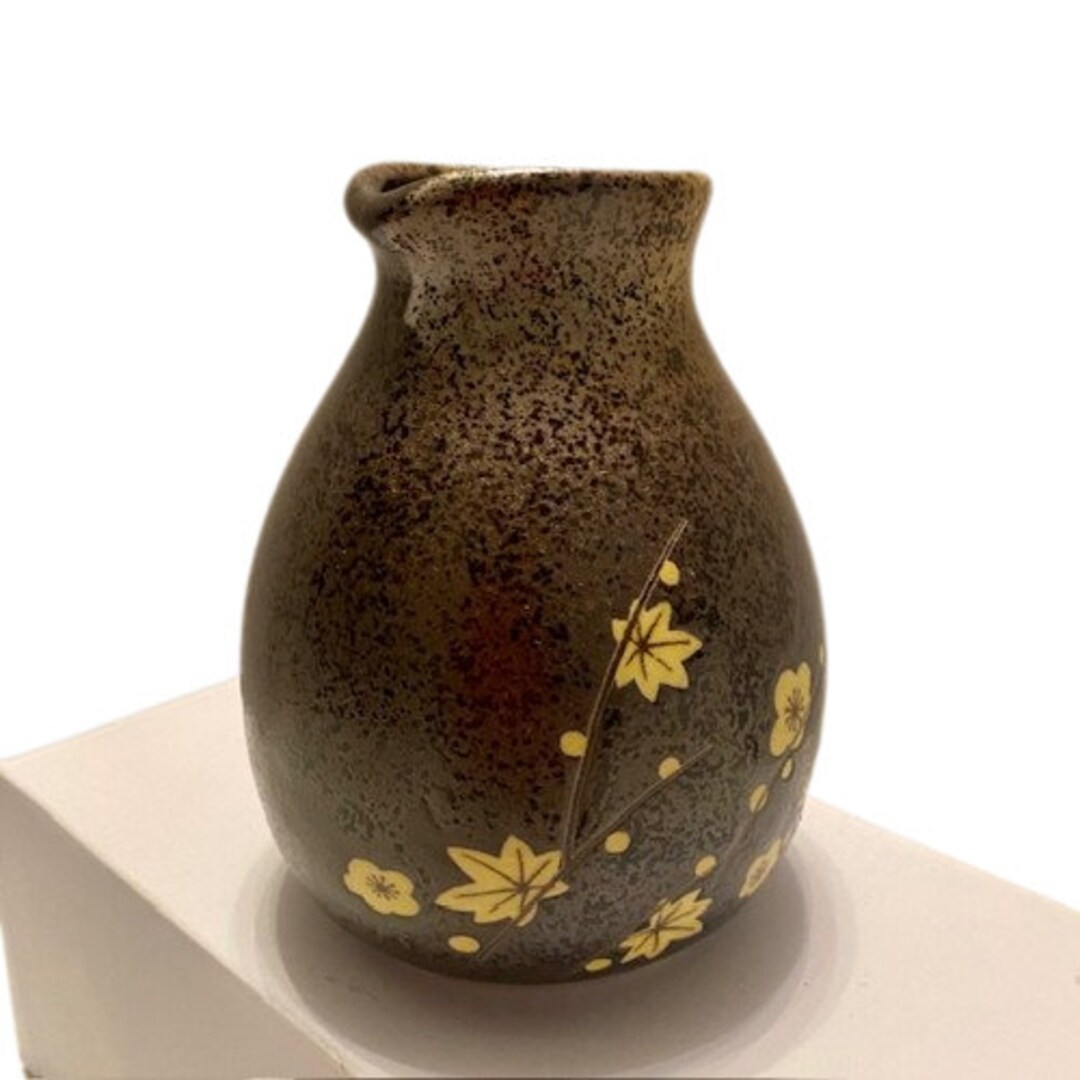 Sake Bottle Pitcher Made in Japan Speckle Glaze Floral Vintage 1970s ...