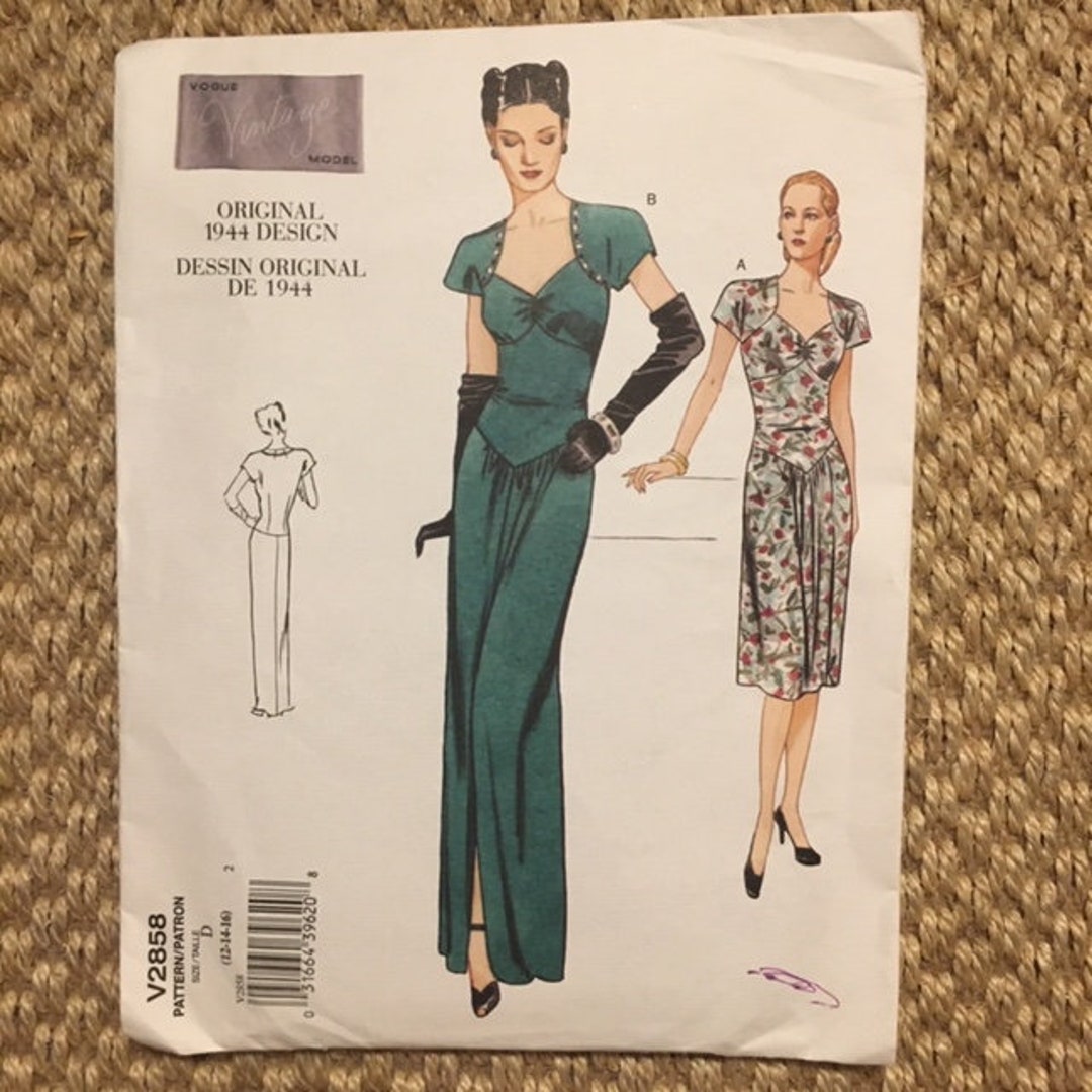 Vogue Vintage Pattern Original 1944 Design Uncut Reproduction Size D ...