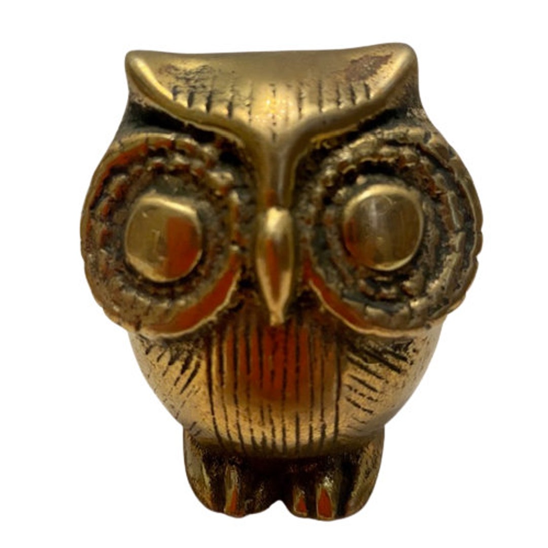 Brass Owl Paperweight Vintage 1970s Solid Brass Korea - Etsy