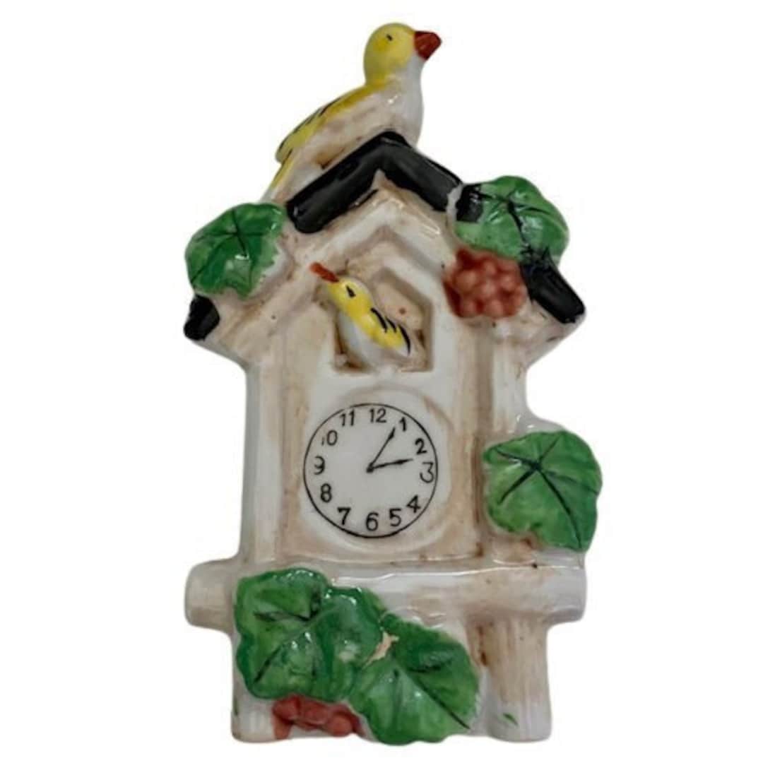 Planter Wall Pocket Ceramic Cuckoo Clock Yellow Birds Vintage Made in ...