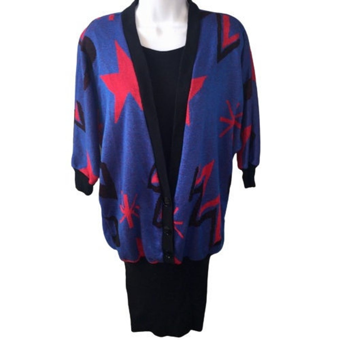 Sweater Dress 80s Vintage Dress Code Ltd New York Cardigan - Etsy