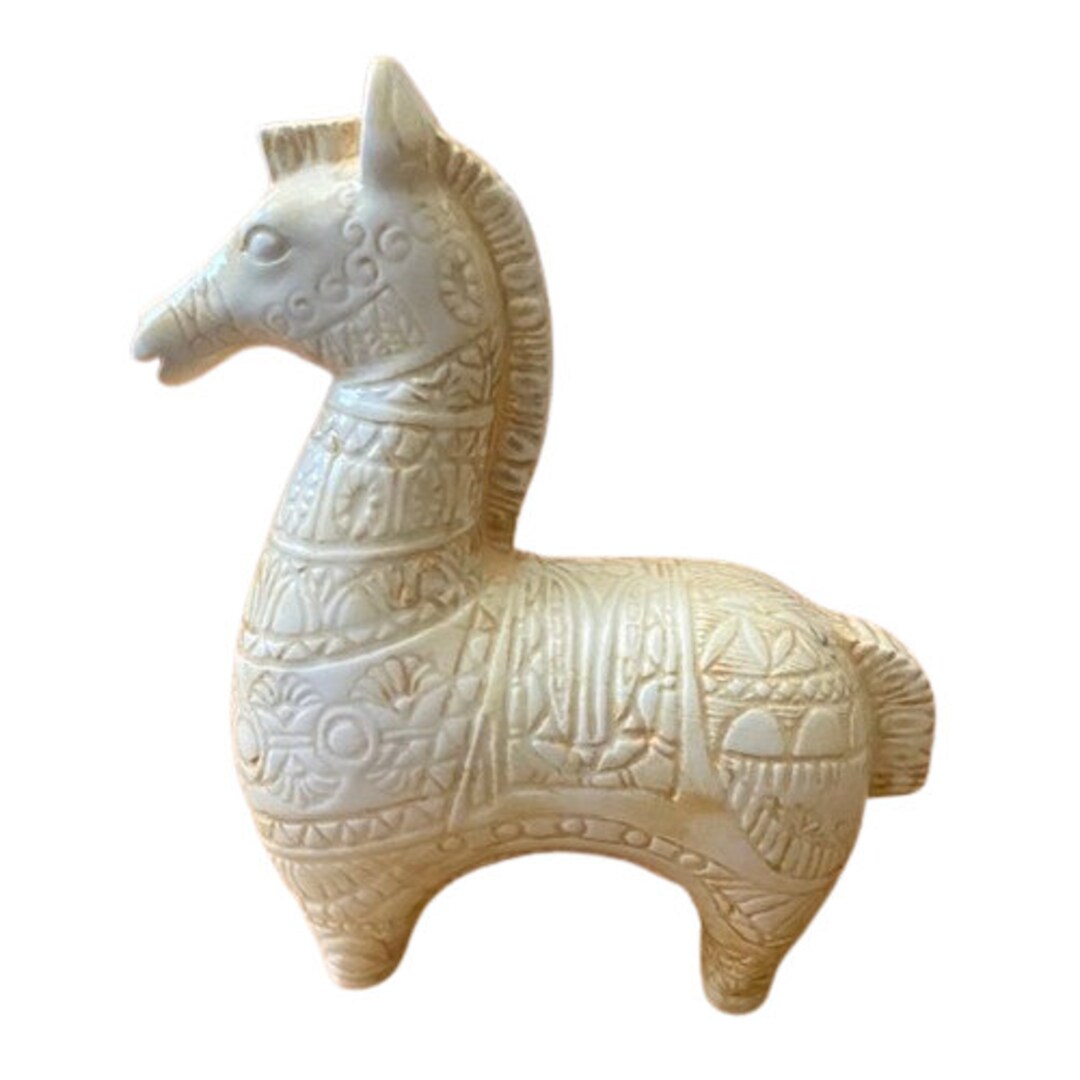 Ceramic Horse Figurine Yellow Mid Century Vintage 1960s Trojan Horse - Etsy