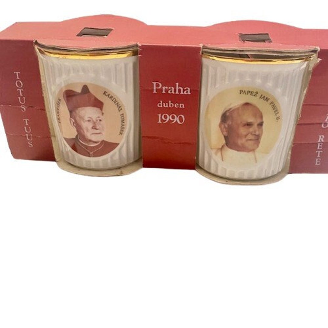 Czech Mugs Pope John Paul and Cardinal Tomasek Set of Two Commemorative ...