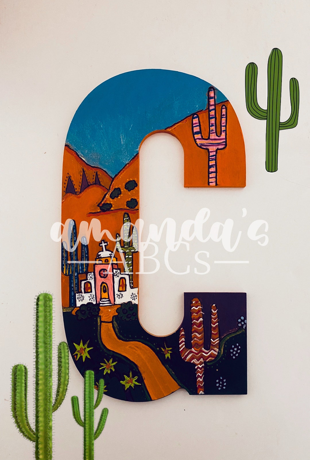 Cactus Painted Letter, Custom Desert Decor - Etsy