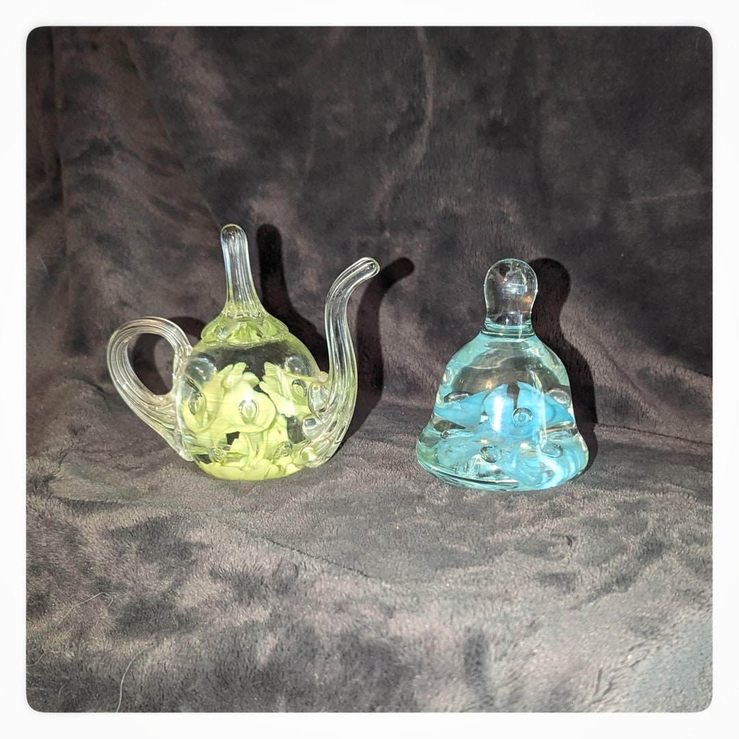 Lot of 2 Vintage St. Clair American Art Glass Flower Paperweights by ...