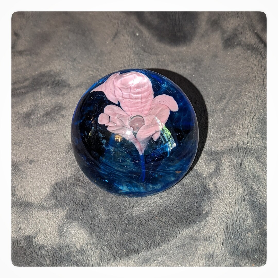 Vintage Pink Flower With Blue Background Paperweight! - Etsy