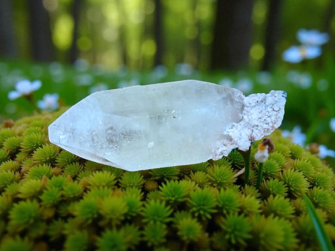 Pale Green Double Terminated Apophyllite With Chalcedony Specimen! 2 1/ ...
