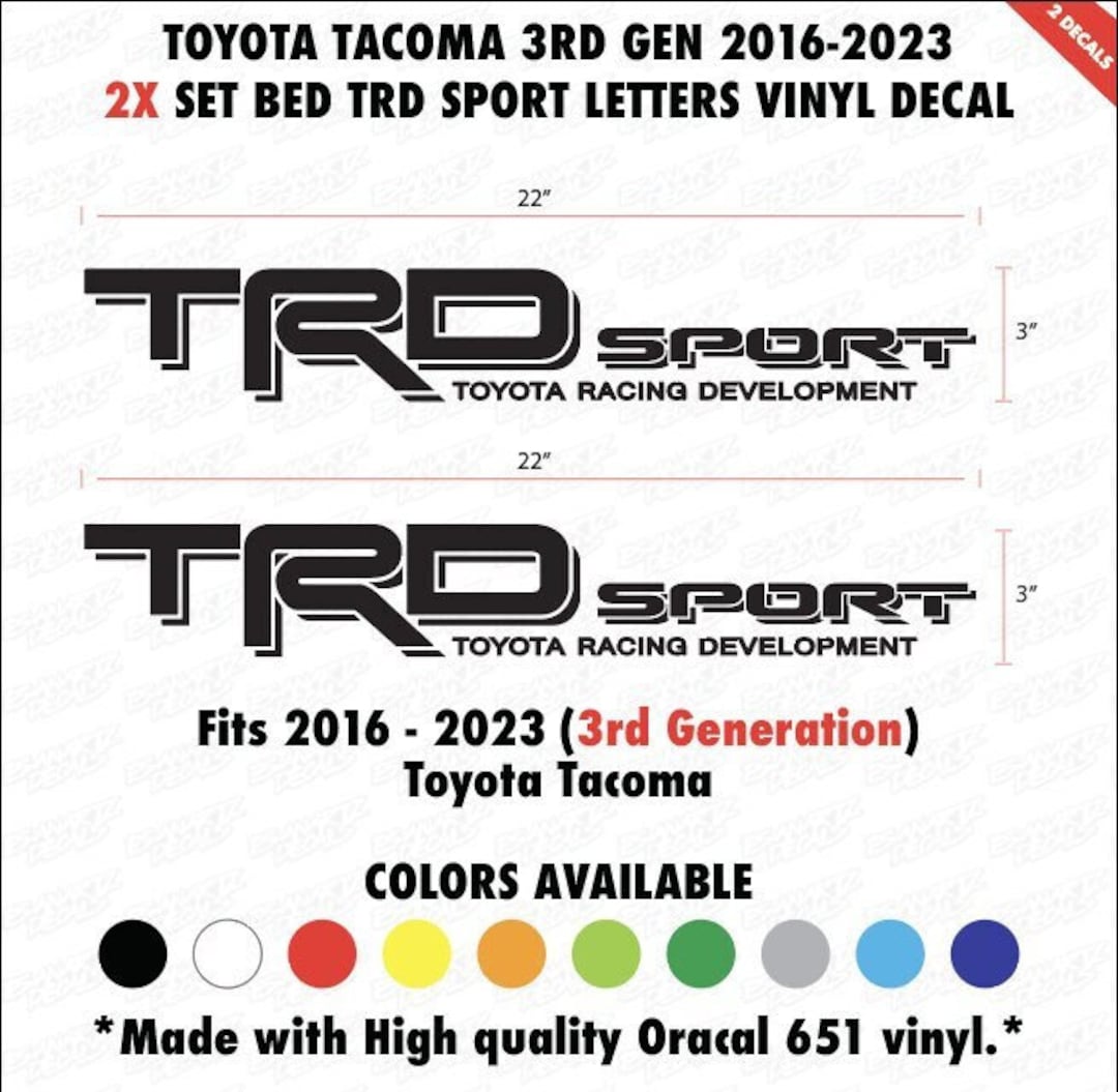 2X Vinyl Toyota Tacoma TRD Sport Bed Decal 3rd Generation 2016-2023 - Etsy