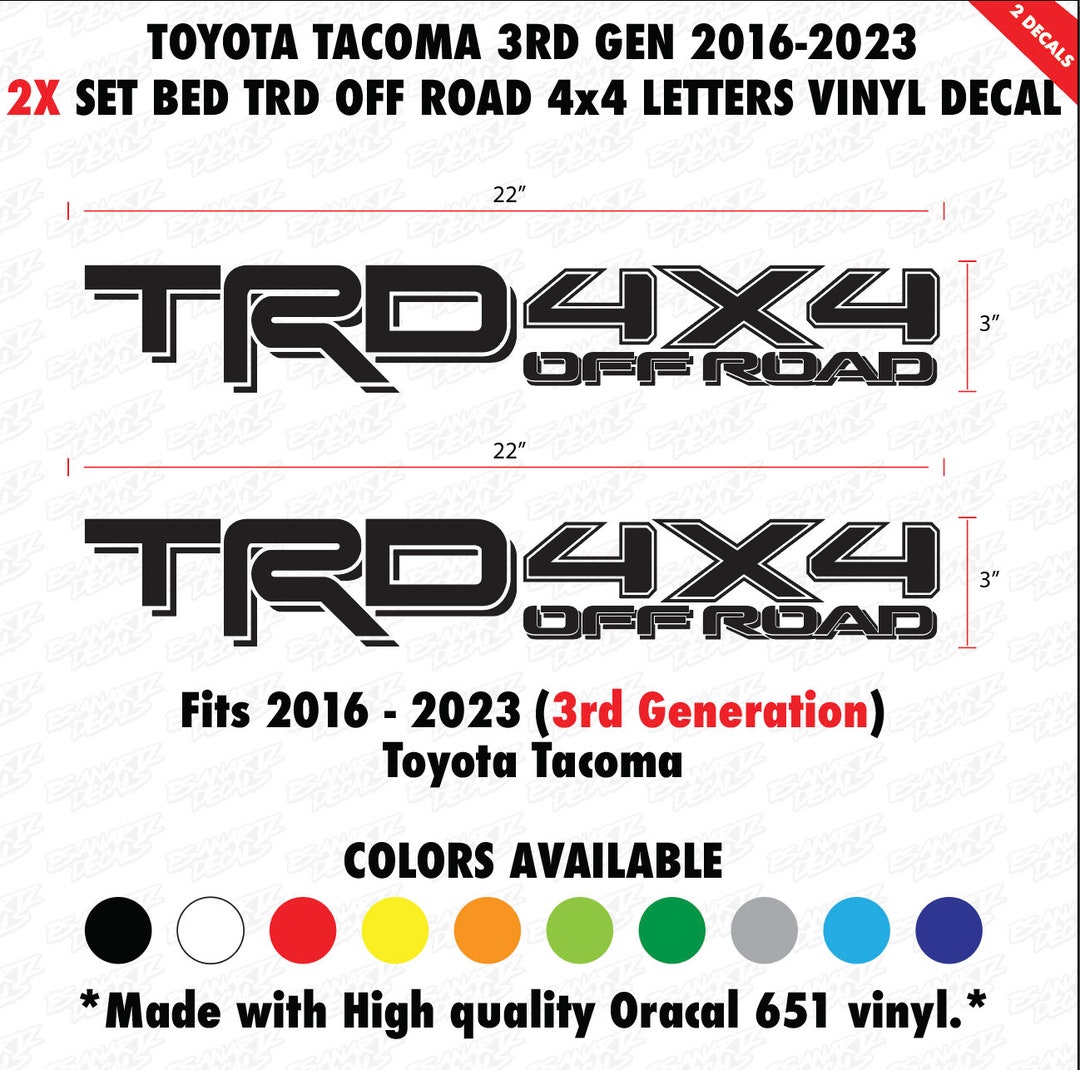 2X Vinyl Toyota Tacoma TRD OFF Road 4x4 Bed Decal 3rd Generation 2016 ...