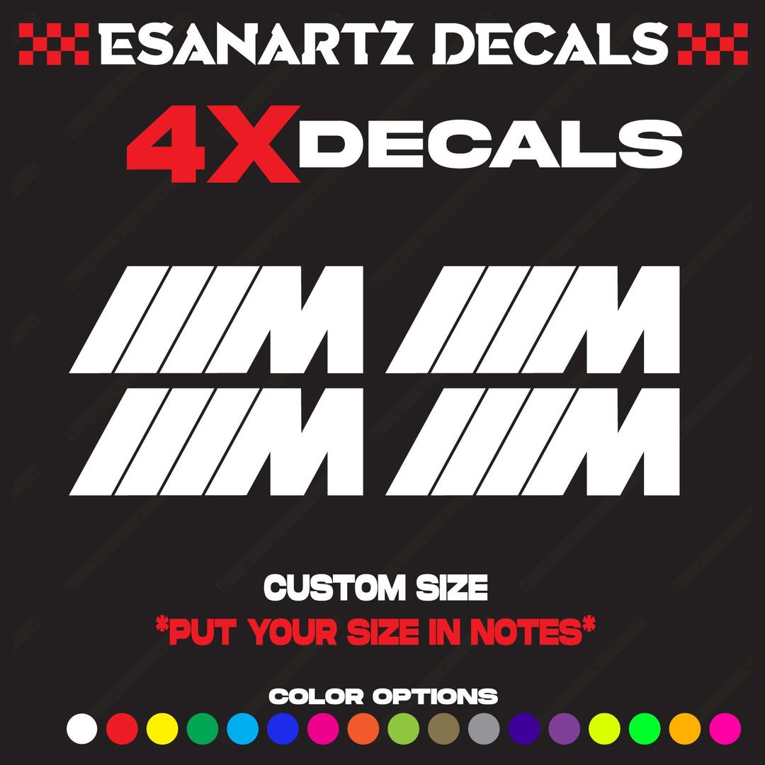 BMW M Power Brakes Calipers Decals Set 4X Personalized Custom Vinyl ...