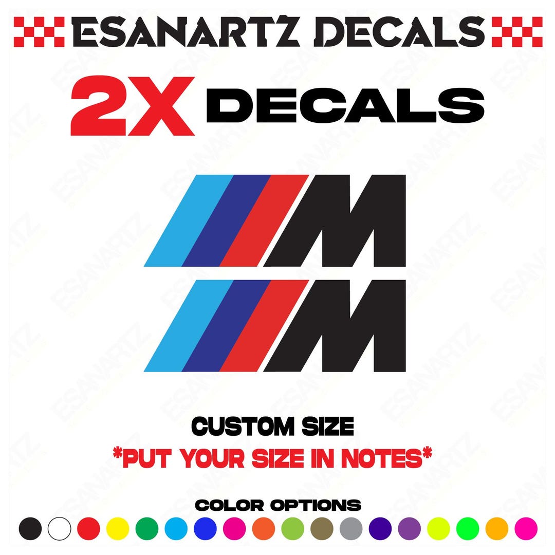 BMW M Power 3 Stripes Size 2" Colored Brakes Callipers Decals Set 2X - Etsy