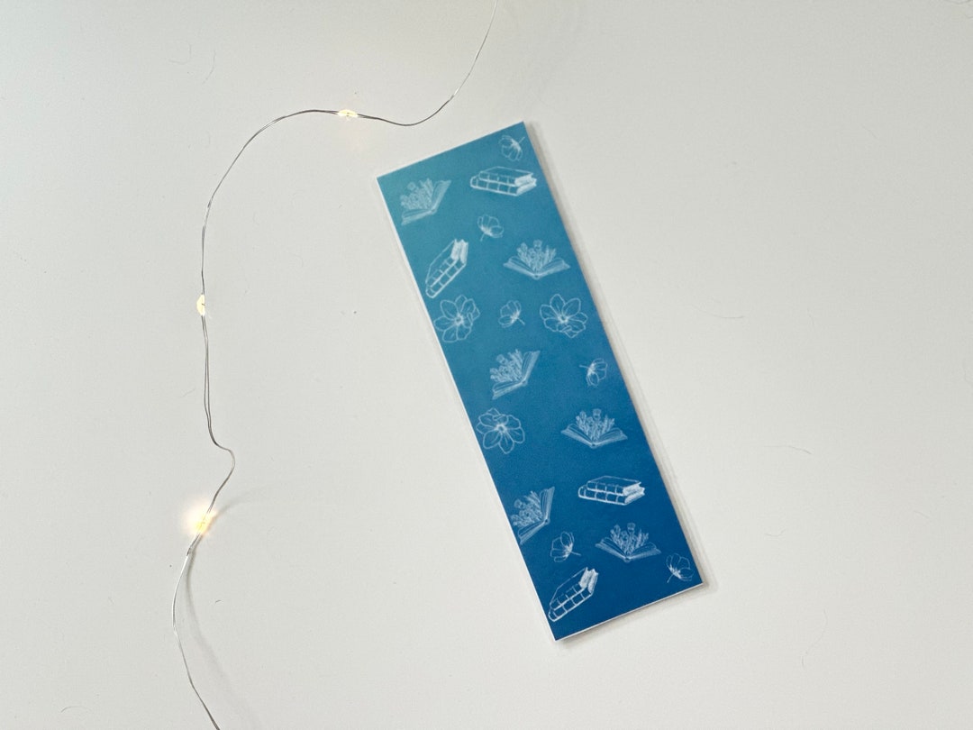 Blue Floral Bookmark - Laminated Book Page Saver for Book Lovers ...