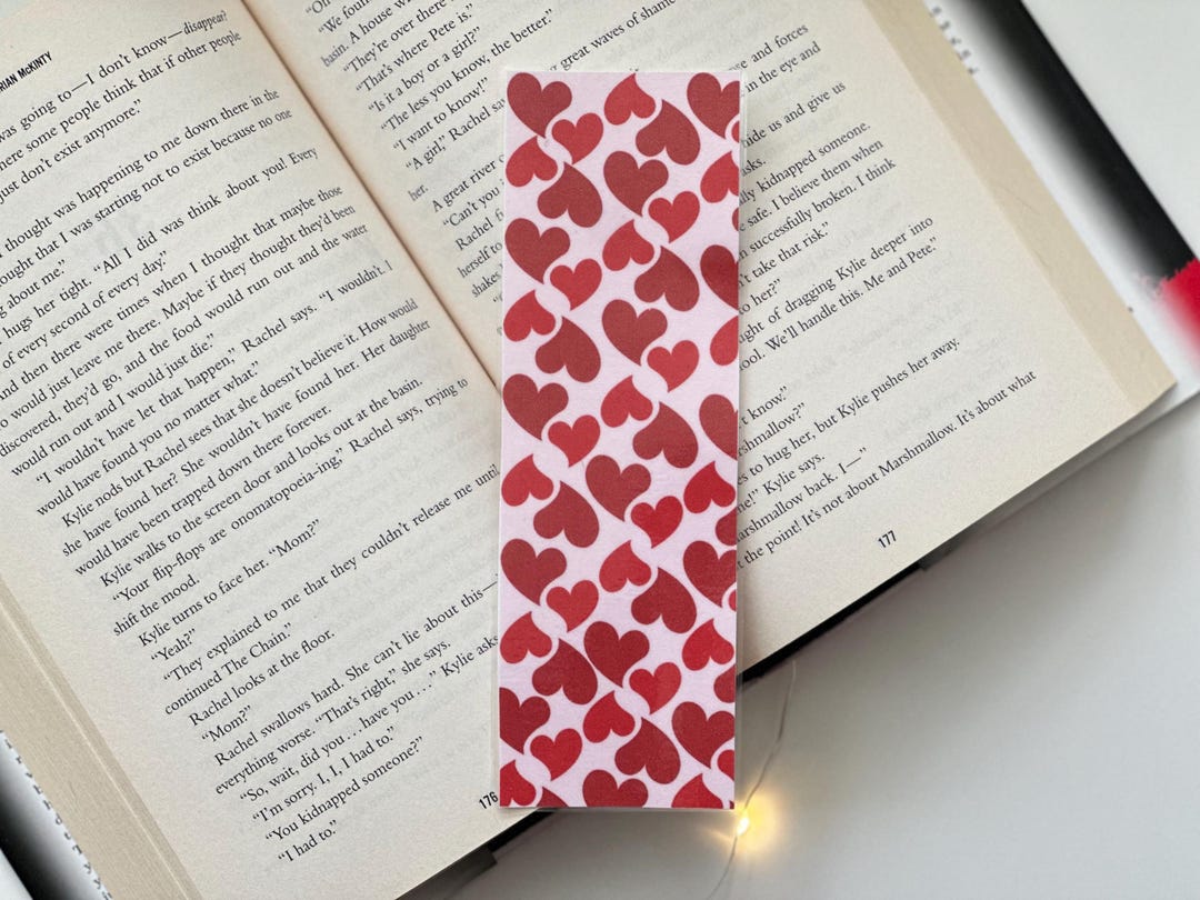 Light Pink Heart Bookmark | Laminated Red Heart Design | Perfect Gift ...