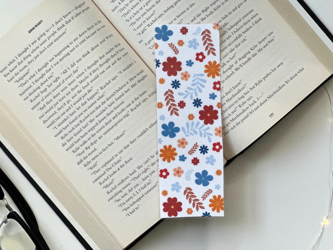Floral Laminated Bookmark | Colorful Leaves & Flowers - Perfect Gift ...