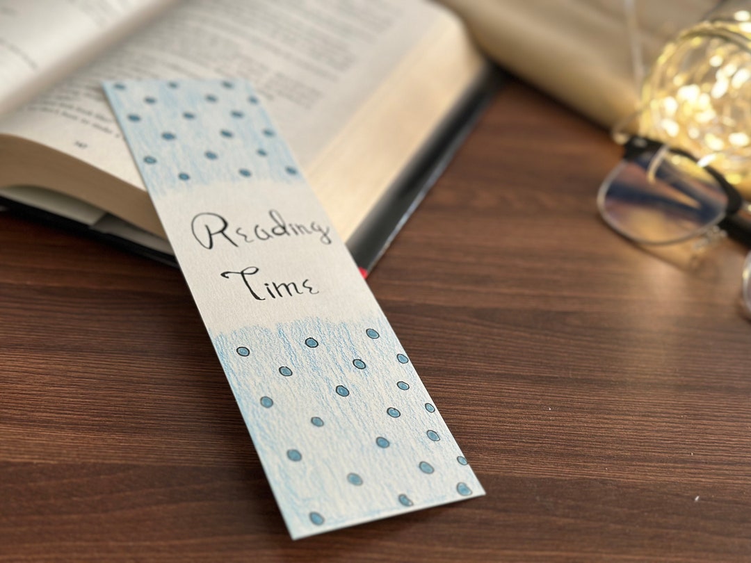 Blue Polka Dot Calligraphy Font Custom Bookmark Place Holder Book Page ...