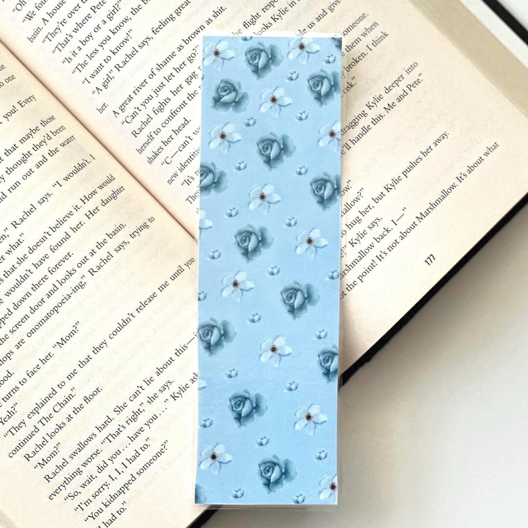 Blue Floral Bookmark | Medium & Tiny Flowers Design | Ideal for Book ...