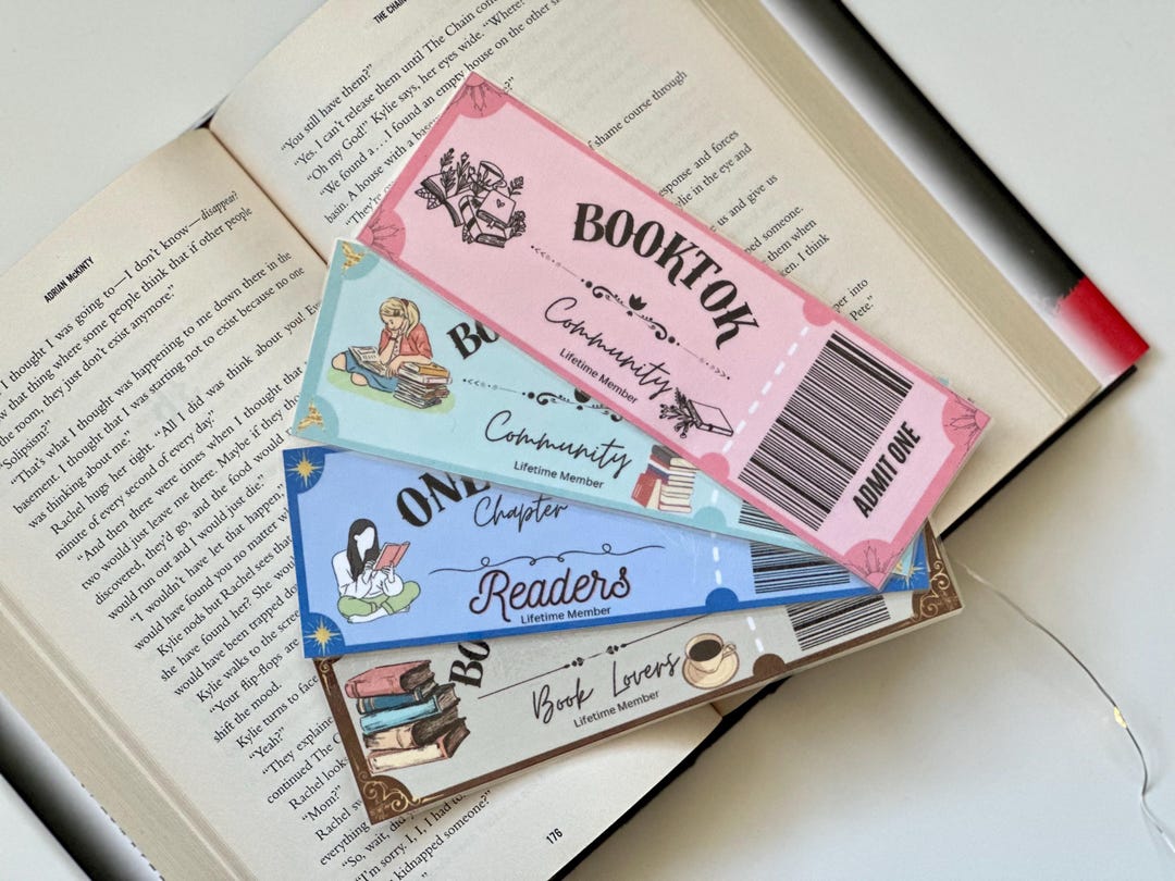 Ticket Bookmark Set - Laminated Book Mark, Book & Coffee, Bookstagram ...