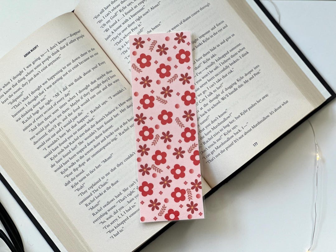 Red Floral Bookmark | Cute Laminated Design With Flowers, Leaves ...