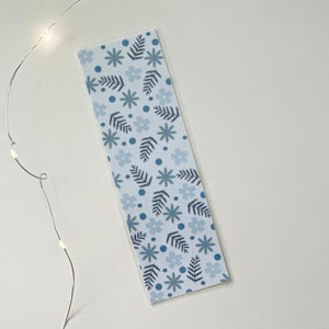 Blue Floral Bookmark - Laminated With Polka Dots and Leaves - Ideal ...