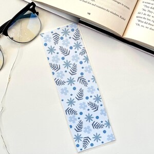 Blue Floral Bookmark - Laminated With Polka Dots and Leaves - Ideal ...