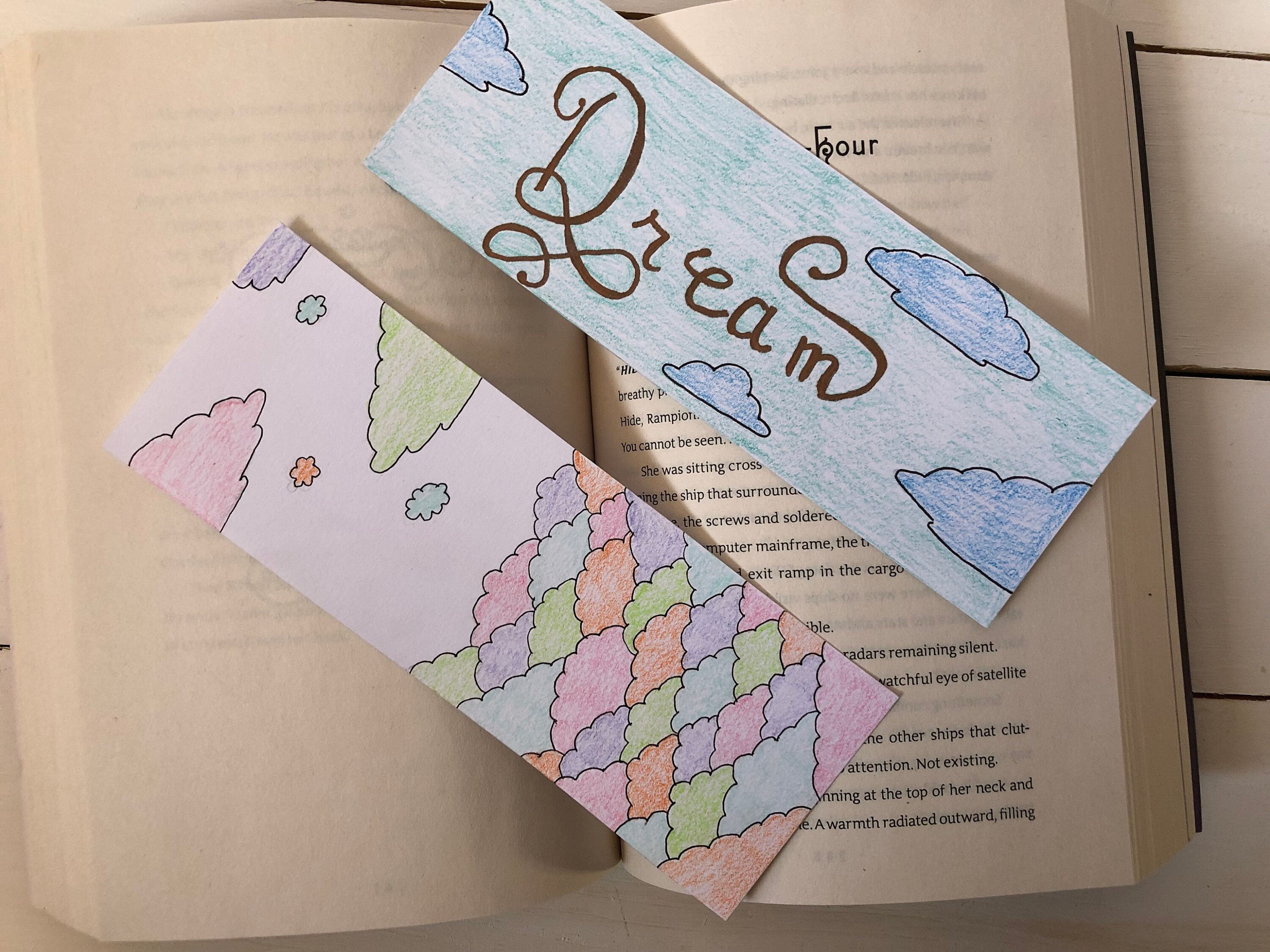 Bundle: Dream Paper Bookmark Colorful Clouds Paper Bookmark | Etsy