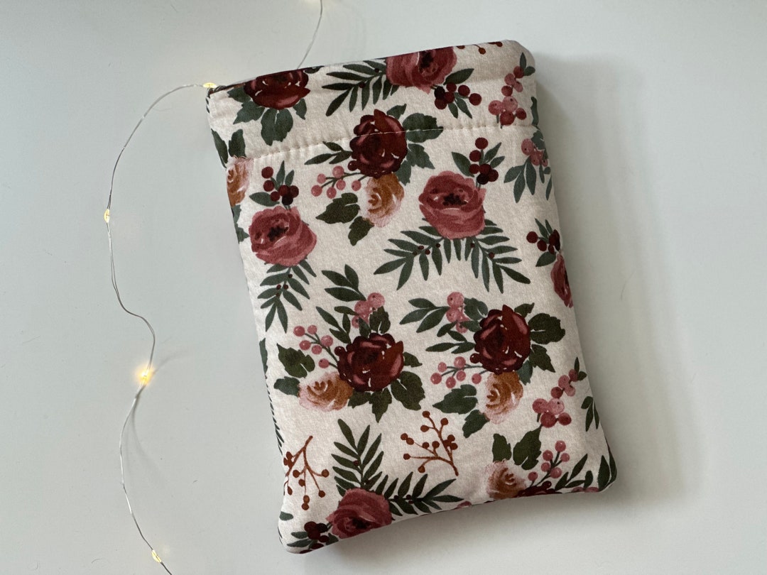 Floral Book Sleeve - Custom Padded Pouch for Books, Bookish Gifts for ...