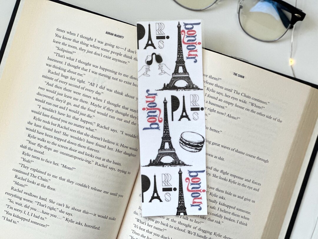 Paris Bookmark With Eiffel Tower & Macrons - Stylish 'bonjour' Design ...