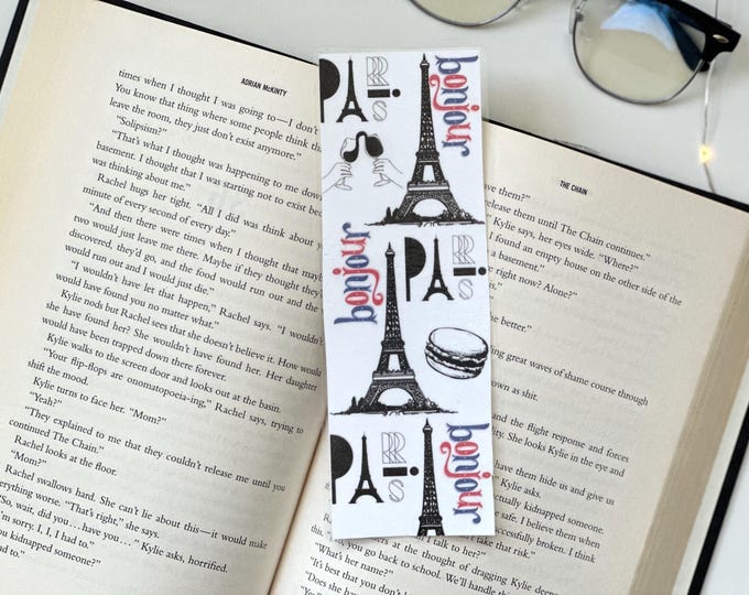 Paris Bookmark With Eiffel Tower & Macrons - Stylish 'bonjour' Design ...