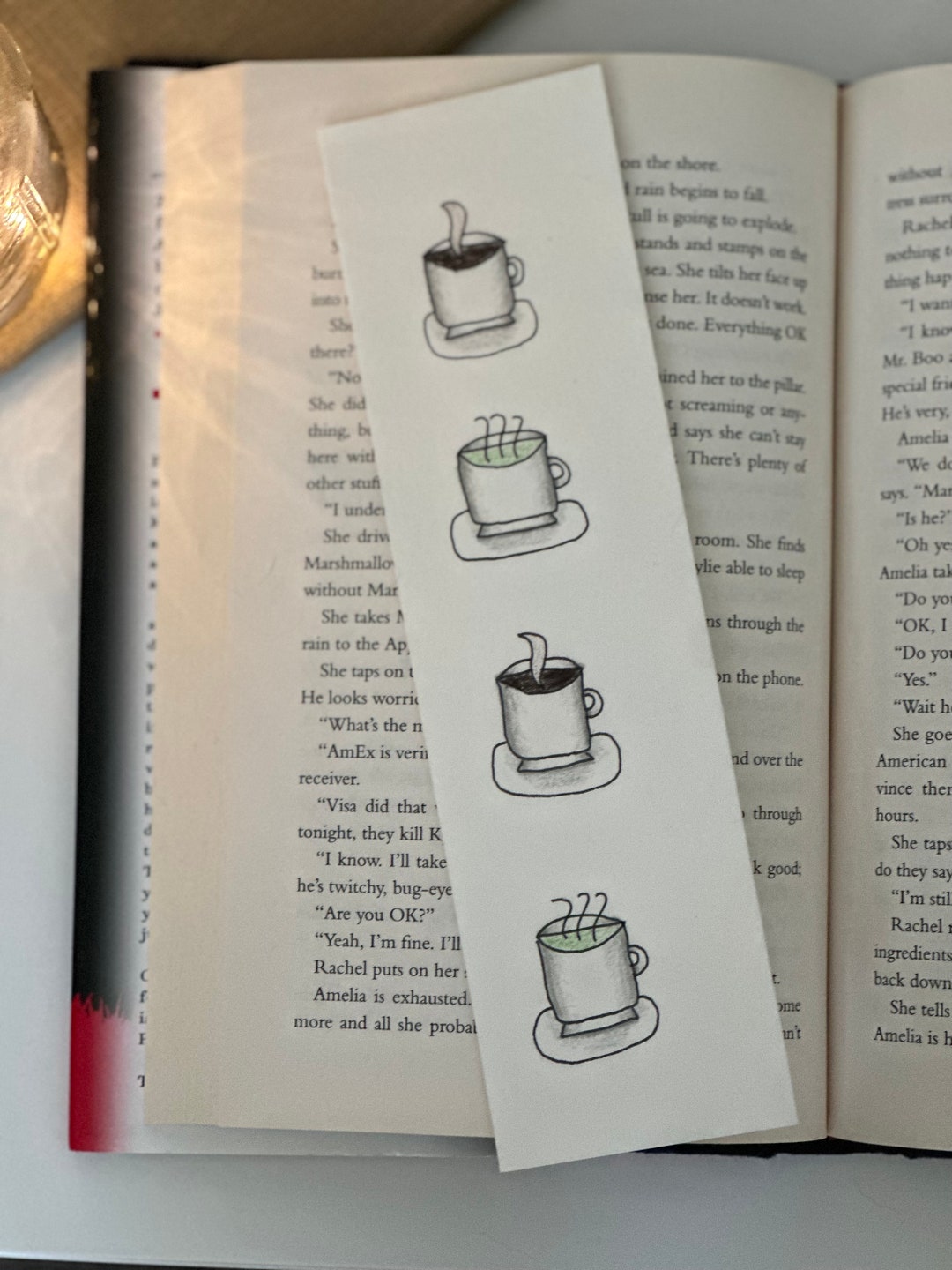 Coffee Print and Tea Art Print Paper Bookmark Cute Bookmark Handmade ...