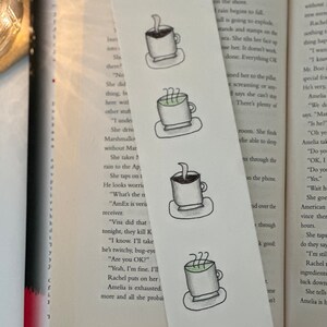Coffee Print and Tea Art Print Paper Bookmark Cute Bookmark Handmade ...